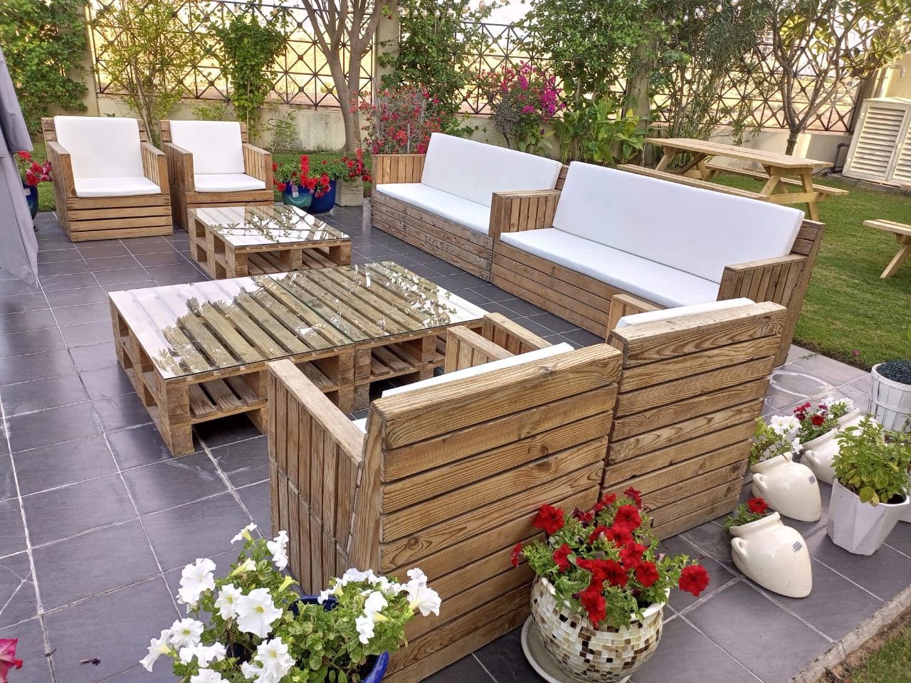 Chic Wooden Sofa Set for UAE Events - Fern Event Rentals